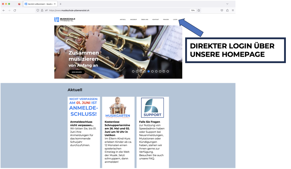 Speedadmin FAQ & Support - News - Aktuell - Musikschule Pfannenstiel